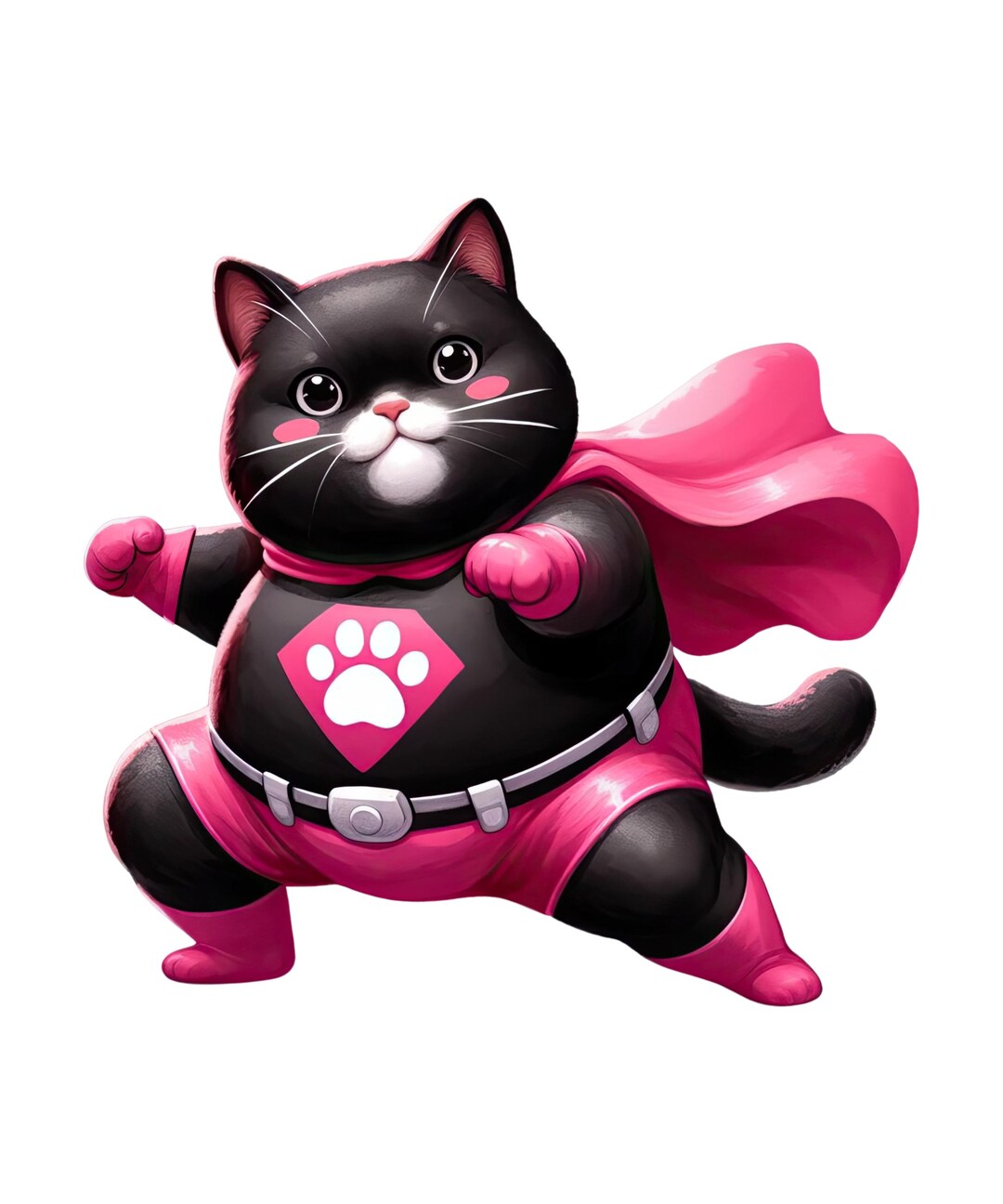 2X Black Cat Hero Stickers – Funny Superhero Cat Stickers – Cartoon ...