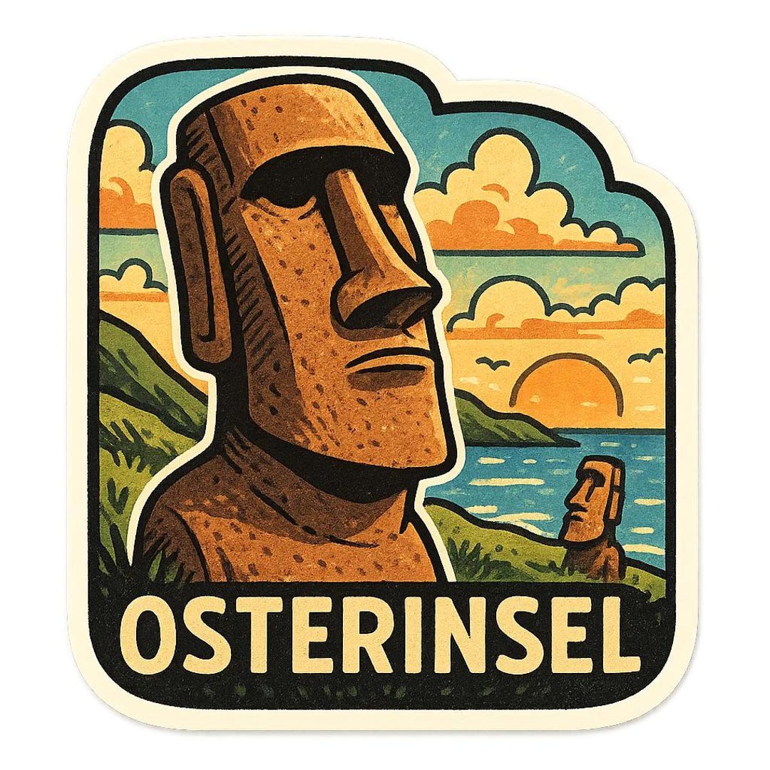 Moai Statue Sticker – Easter Island Comic – Mystical Island Sticker for ...