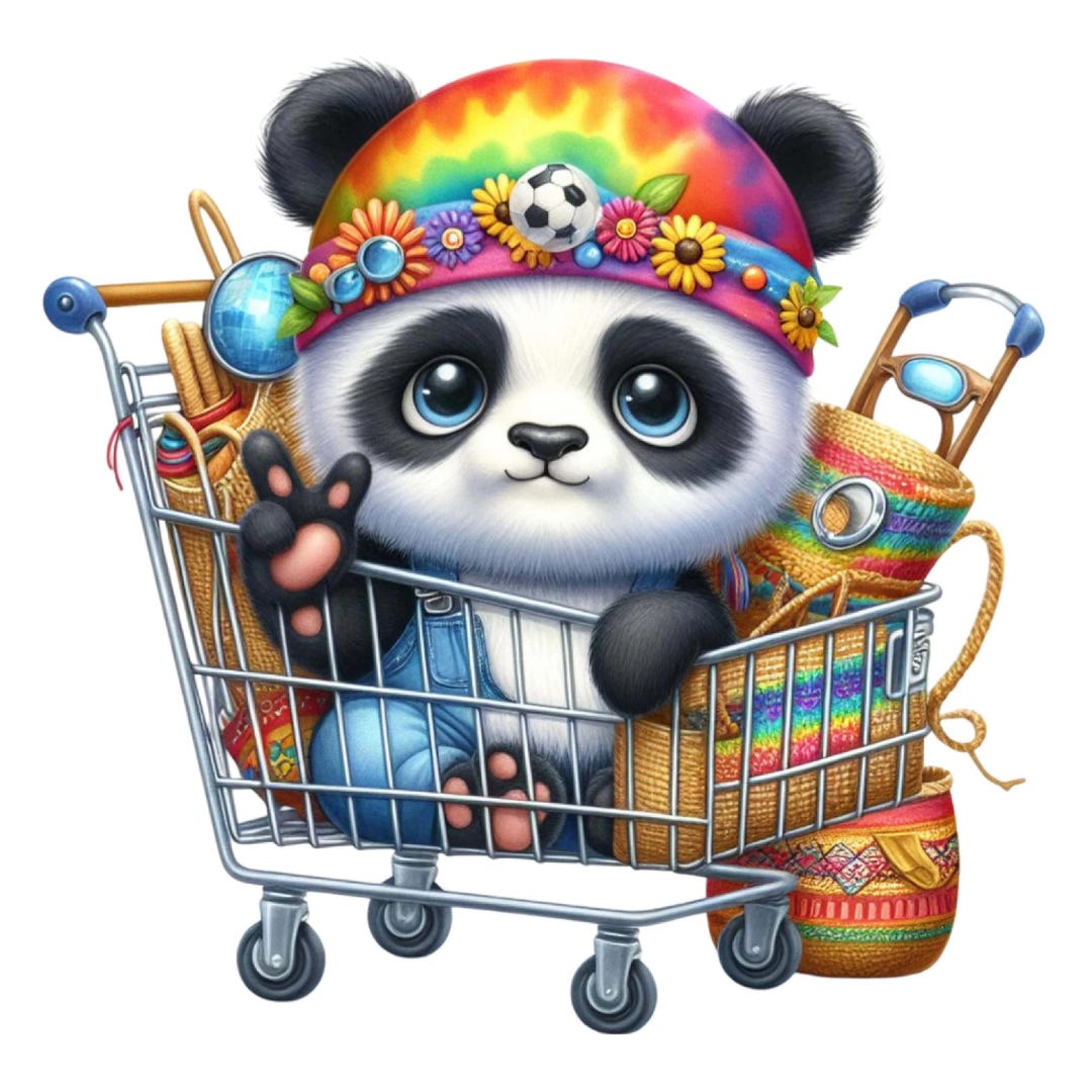 Hippie Panda Sticker – Cute Panda With Flower Headband, Peace Sign ...
