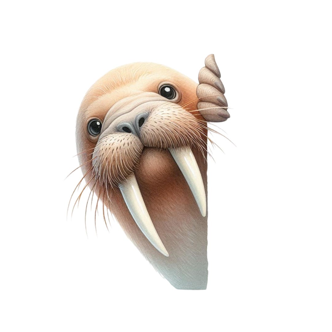 Funny Walrus Sticker With Big Tusks – Cute Animal Motif Sticker for Car ...