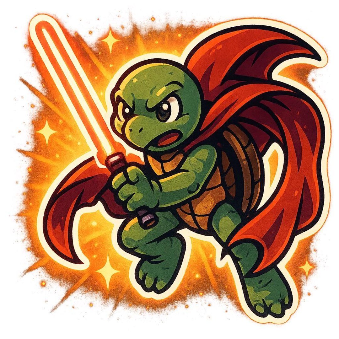 Hero Turtle Sticker | Sticker With Turtle, Cape & Lightsaber | Nerd ...