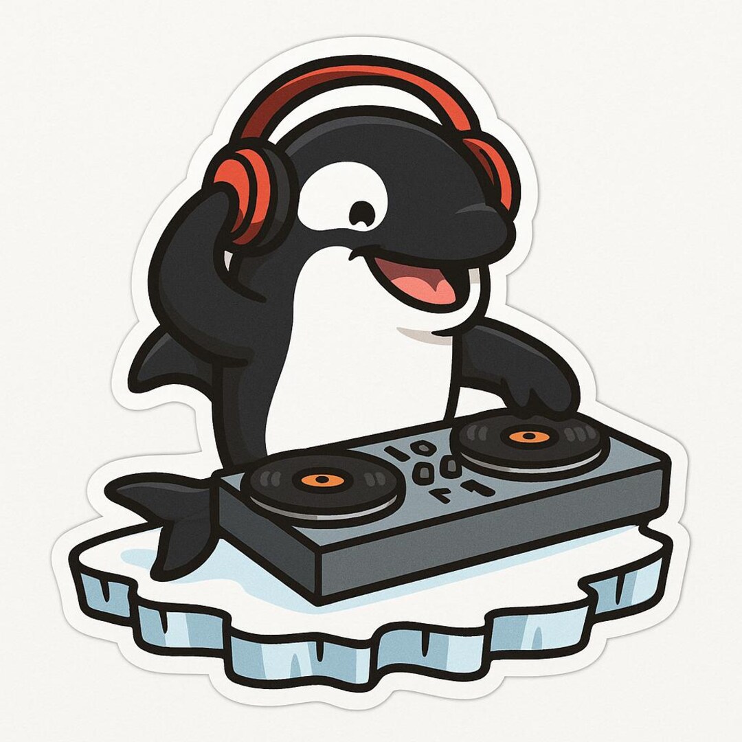 Orca as a DJ on the Ice – Cool Car Sticker – Weatherproof, Musical ...