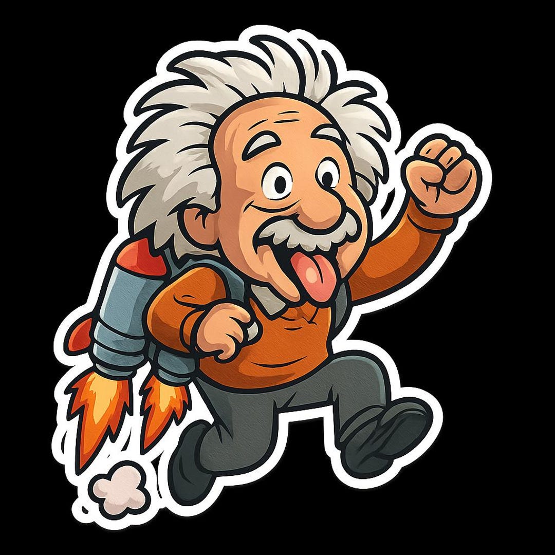 Einstein With Jetpack Sticker – Funny Car Sticker – Weatherproof ...