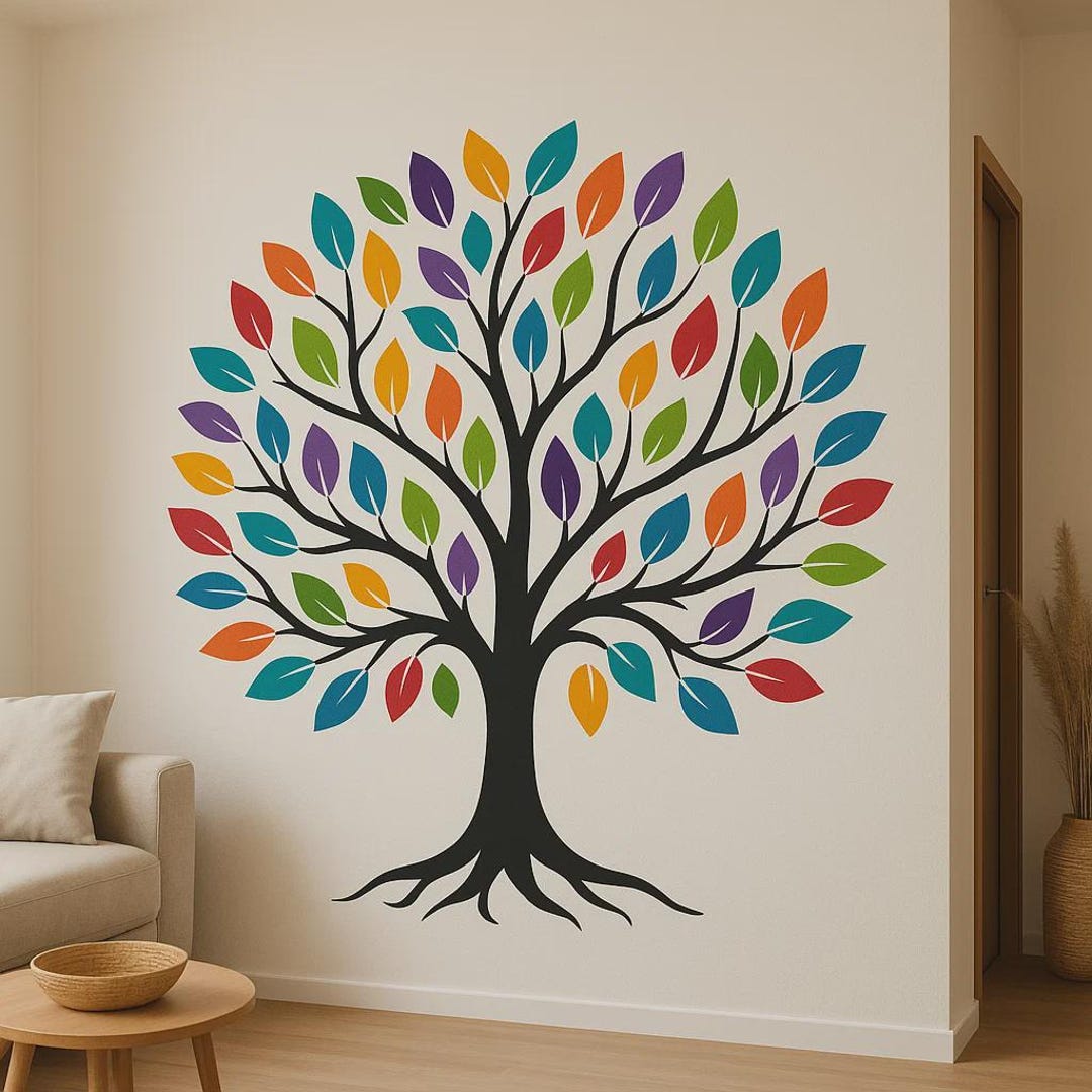 Colorful Tree of Life Wall Sticker Spiritual Nature Motif in Strong ...