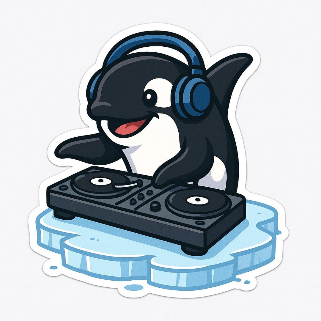 Orca as a DJ on the Ice – Cool Car Sticker – Weatherproof, Musical ...
