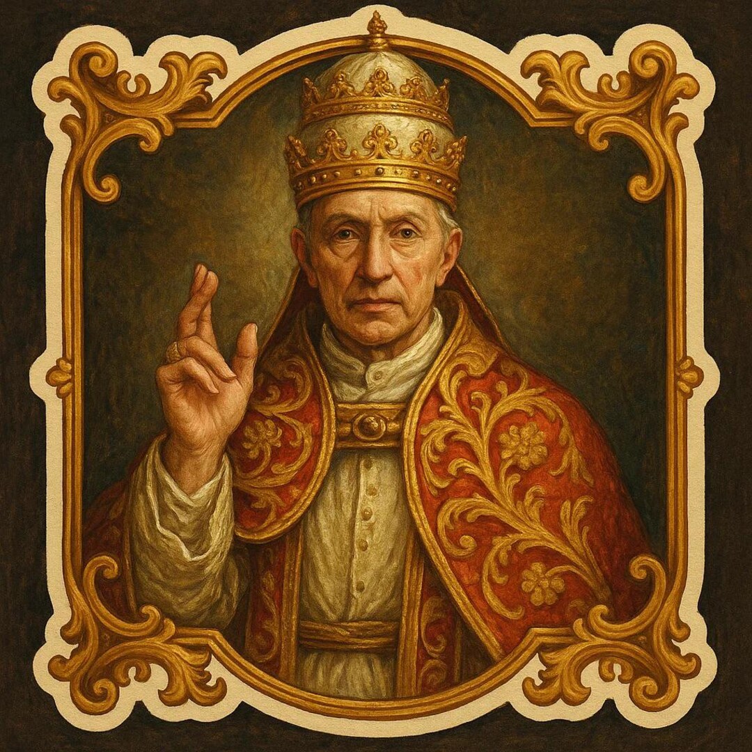 Pope Leo XIV Sticker in Baroque Style | Gold-decorated Saint With Tiara ...