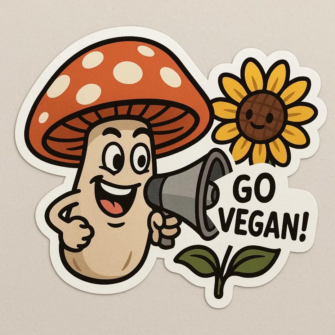 4X Funny Vegan Cartoon Stickers, Plant-based, Witty, Vegetable, Fun ...