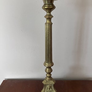Antique French Brass Candlestick Religious Ornate Column Figural Base ...