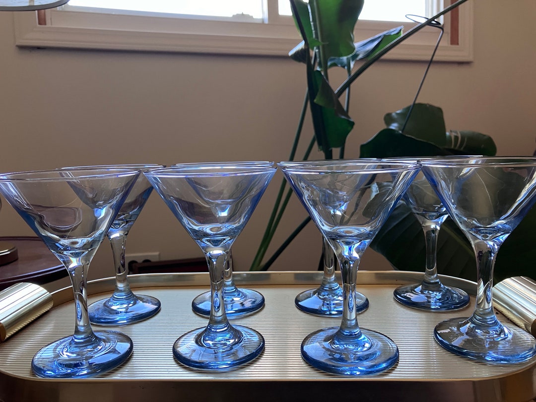 Vintage 1950s Light Blue Libbey Art Deco Martini Cocktail Glasses 8 Available Etsy