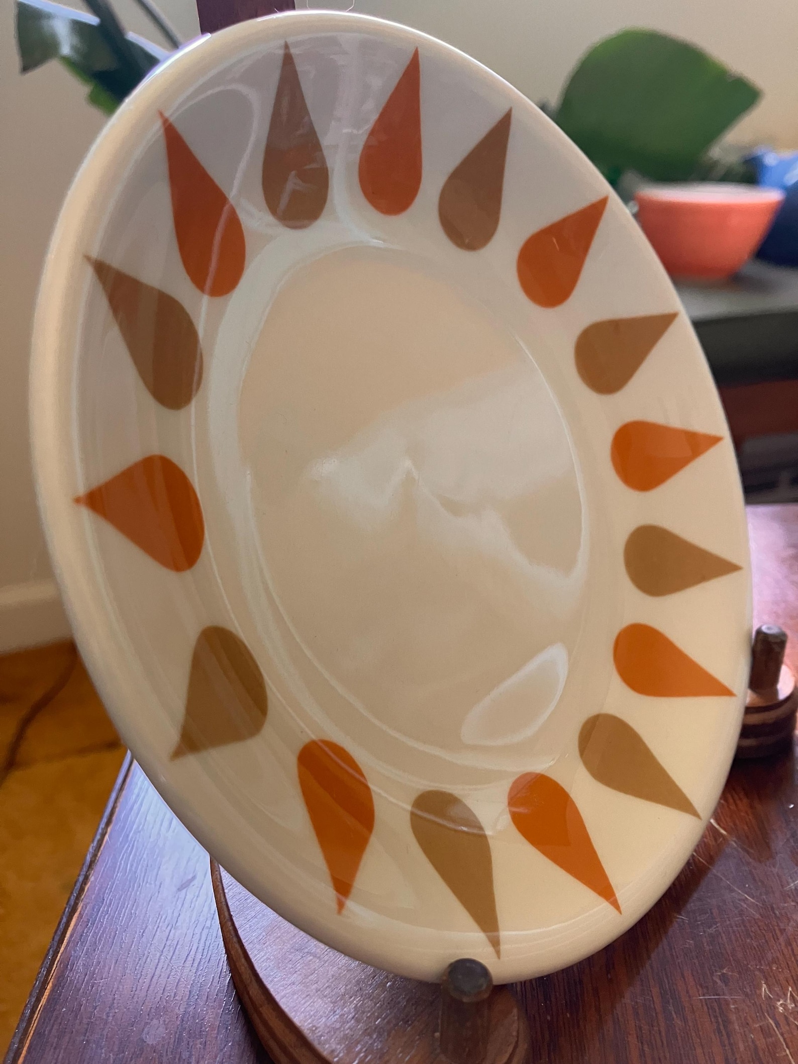 Vintage Shenango China Small Plates: Orange Teardrop Mod Dinnerware ...