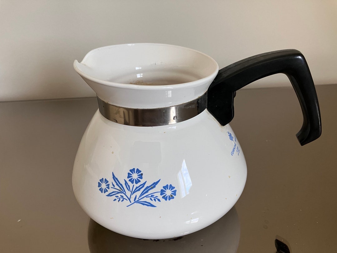 Vintage Corning Ware Blue Cornflower Coffee Pot Stainless Steel Trim ...