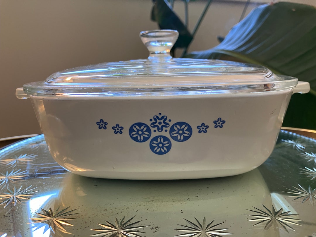 Vintage Corning Ware Casserole Blue Snowflake Promo American Oil Star ...