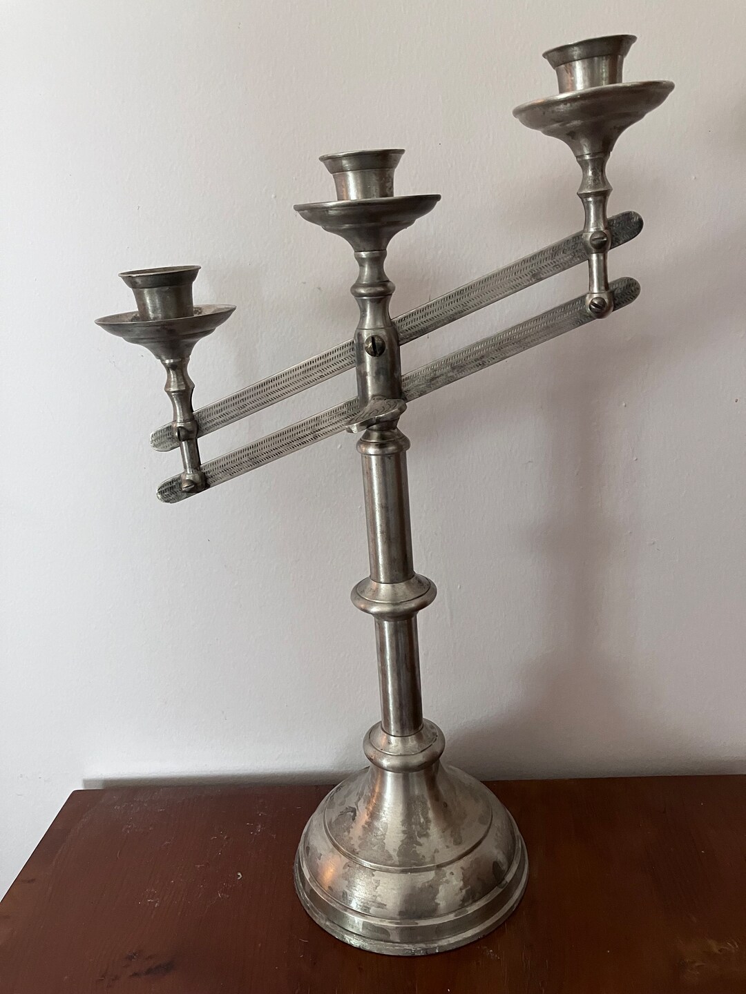 Vintage Religious Candelabra Dramatic Silver-plated Metal Candle Holder ...