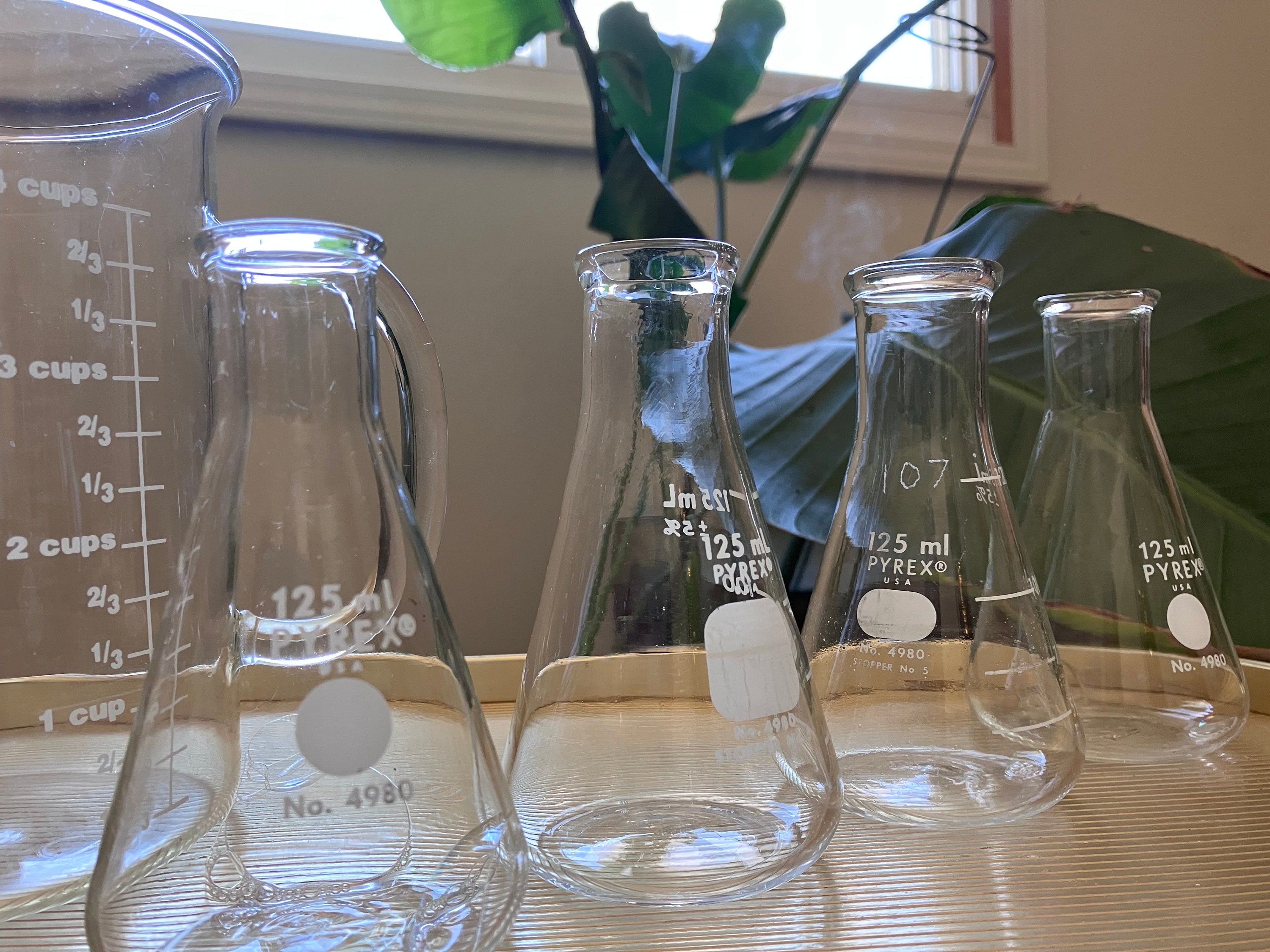 Vintage Pyrex 125 ML Erlenmeyer Conical Chemistry Flasks No. 4980 ...