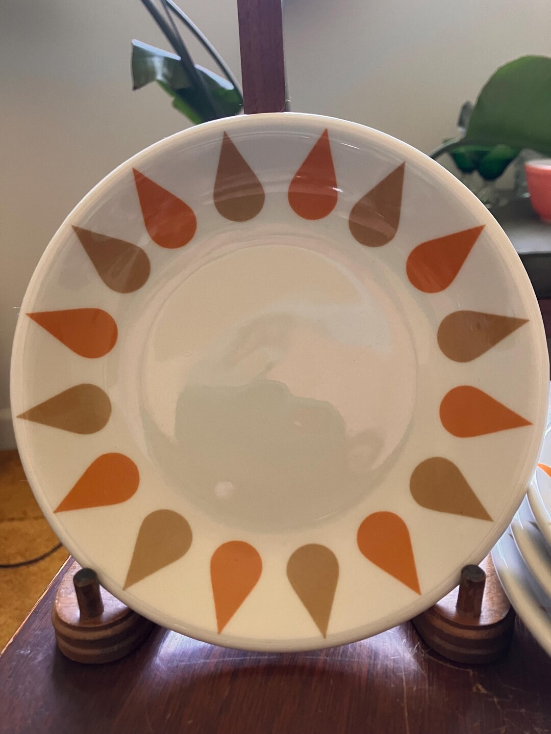 Vintage Shenango China Small Plates: Orange Teardrop Mod Dinnerware ...