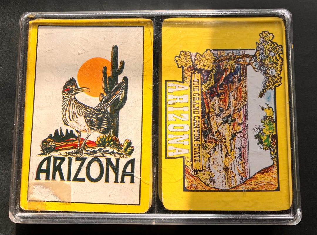 Vintage Arizona Playing Cards Souvenir Grand Canyon Cactus Bird Sun ...