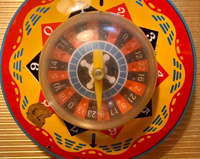 Vintage UFO Spinning Roulette Wheel Tin Toy Flying Saucer Friction Toy ...