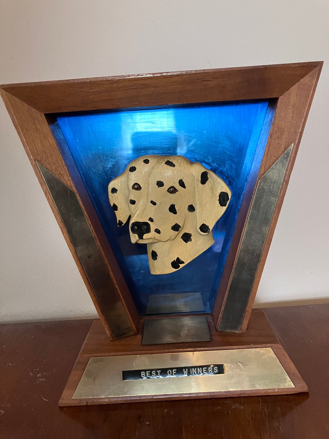 Vintage Dalmation Dog Show Trophy Mid-century Best in Show Wood Frame ...