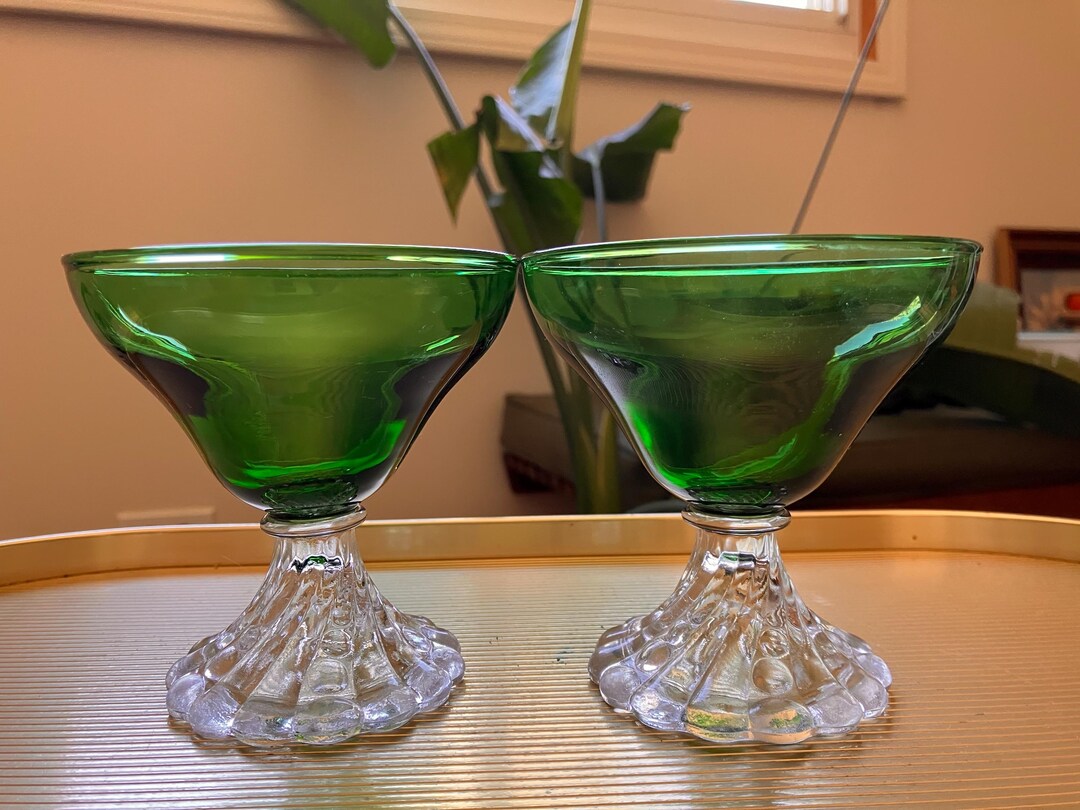 Vintage Emerald Green Burple Glass Anchor Hocking Boopie Champagne ...