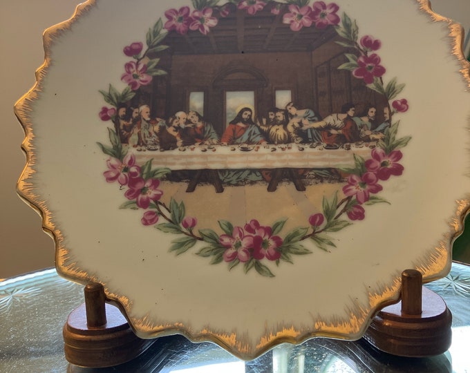 Vintage 1960s “last Supper” Catholic Holy Ceramic Decorative Plate With ...