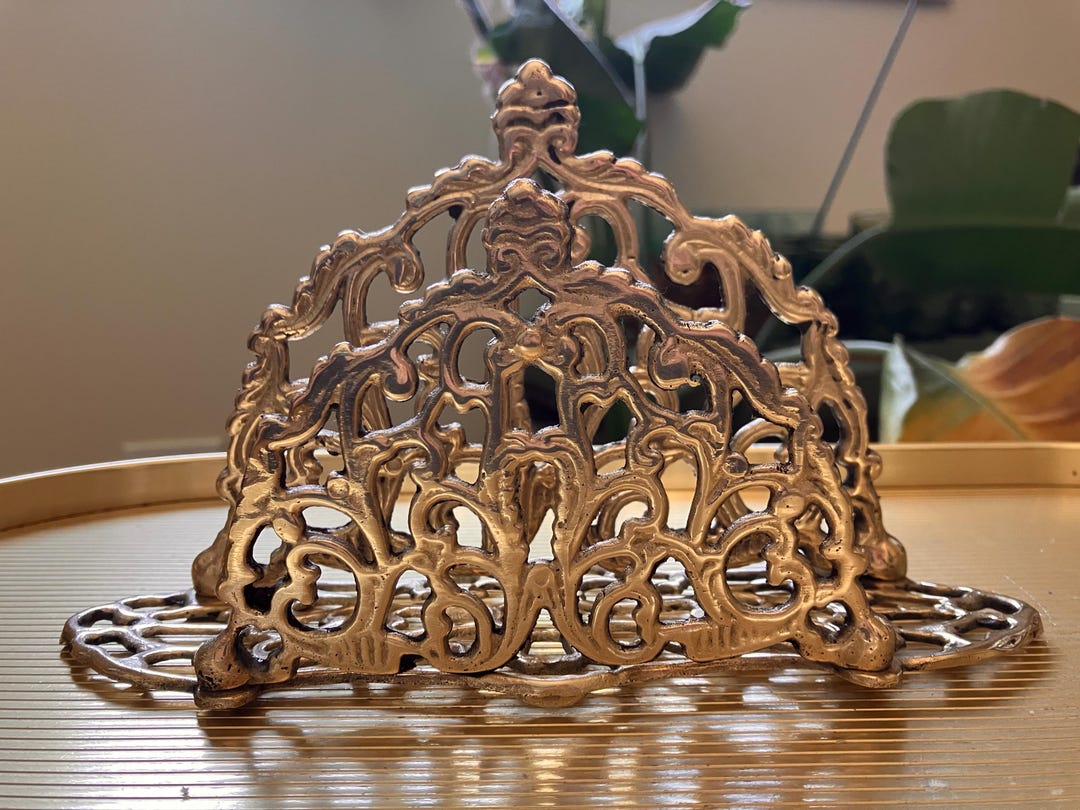 Vintage Brass Art Nouveau Letter Rack or Serviette & Napkin Holder ...