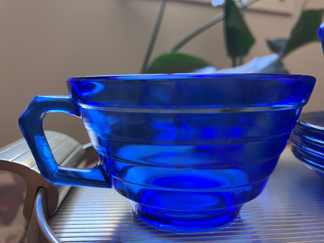 Hazel Atlas Moderntone Cobalt Blue MCM Tea Cups and Saucers - Etsy