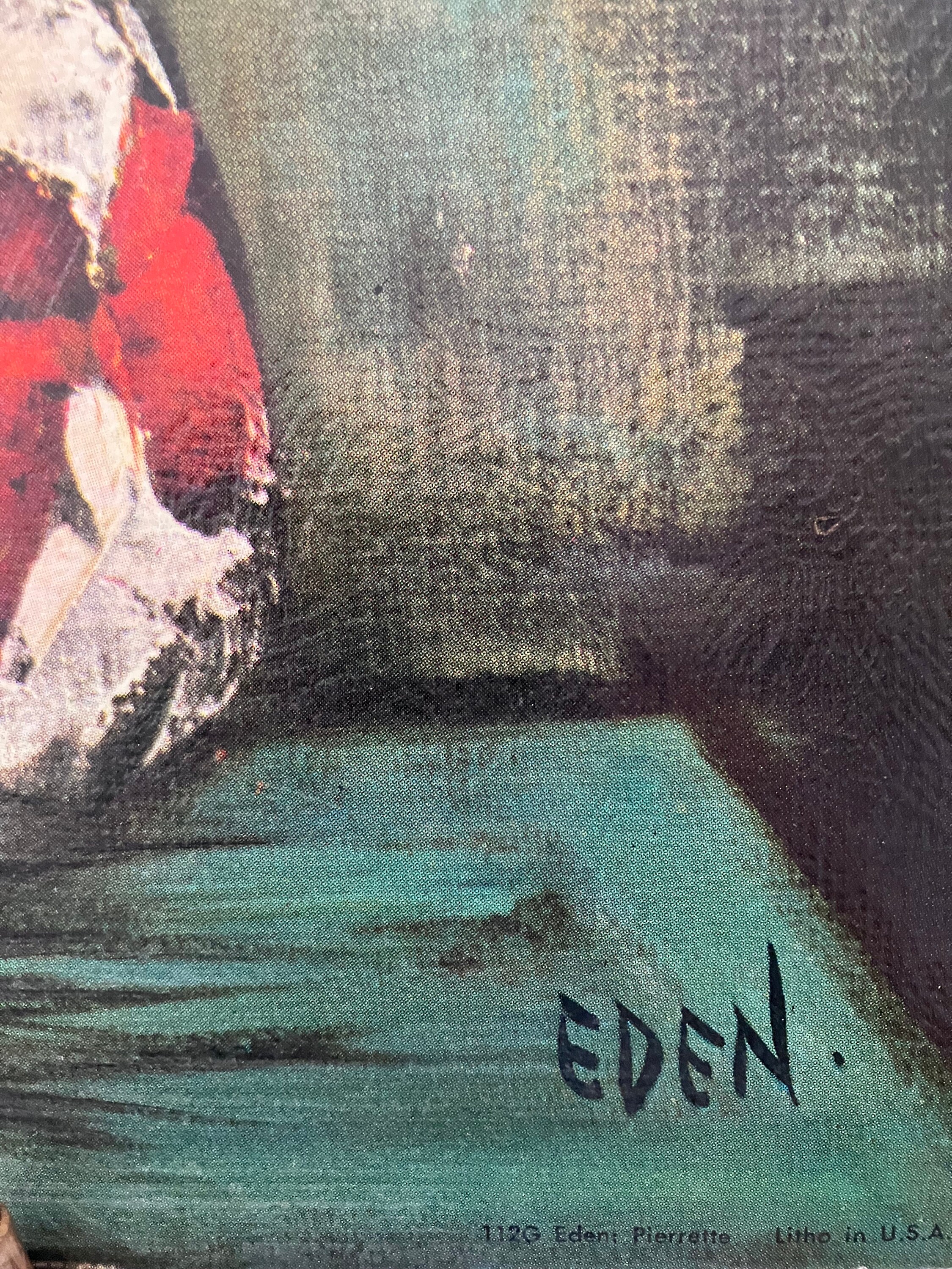 Vintage 1960s pierette Lithograph Art Print Eden Artist Signed Big-eye ...