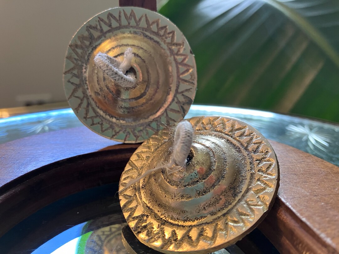 Vintage Carved Brass Finger Cymbals “zills” Belly Dancer Castanets ...