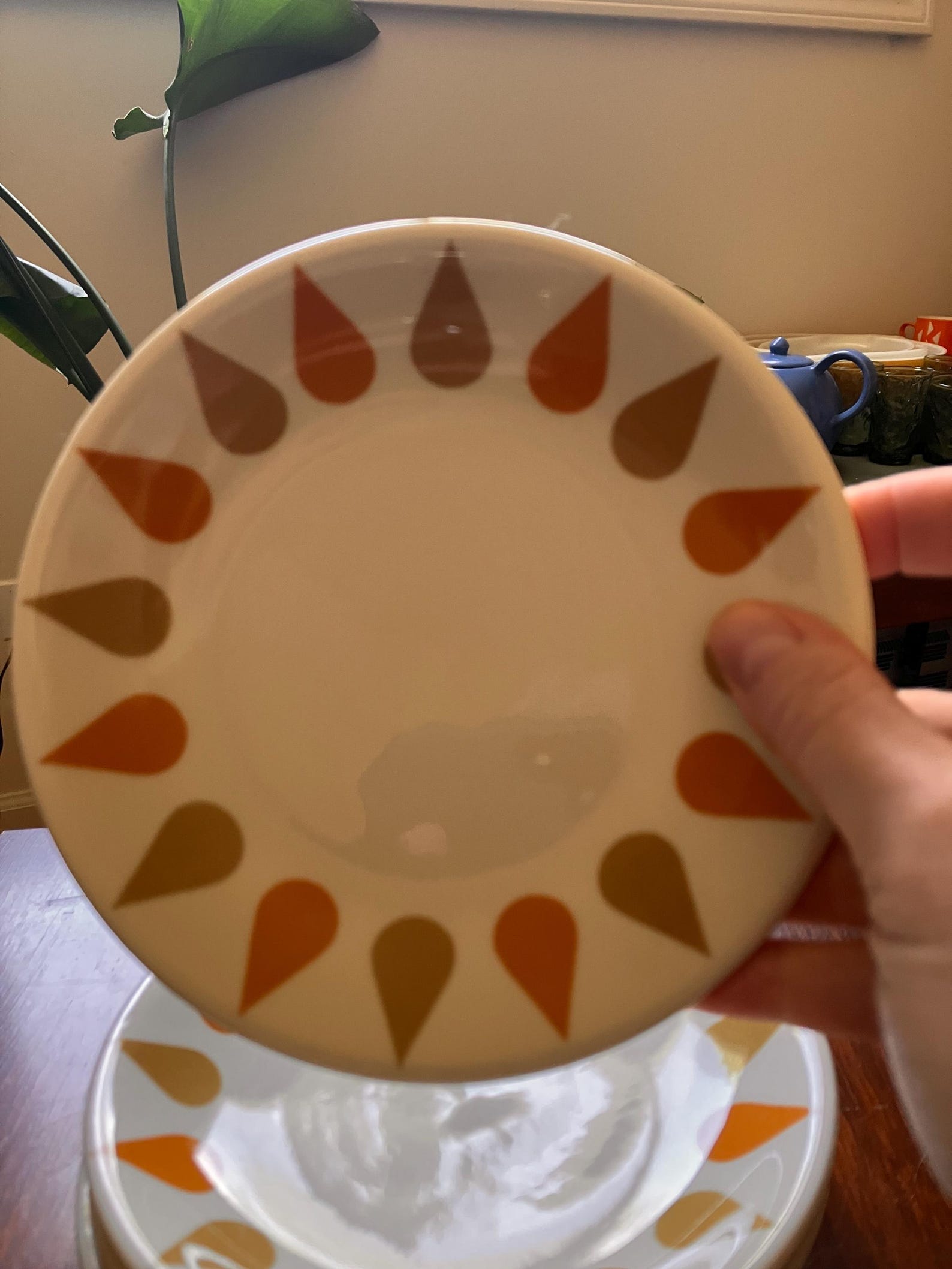Vintage Shenango China Small Plates: Orange Teardrop Mod Dinnerware ...