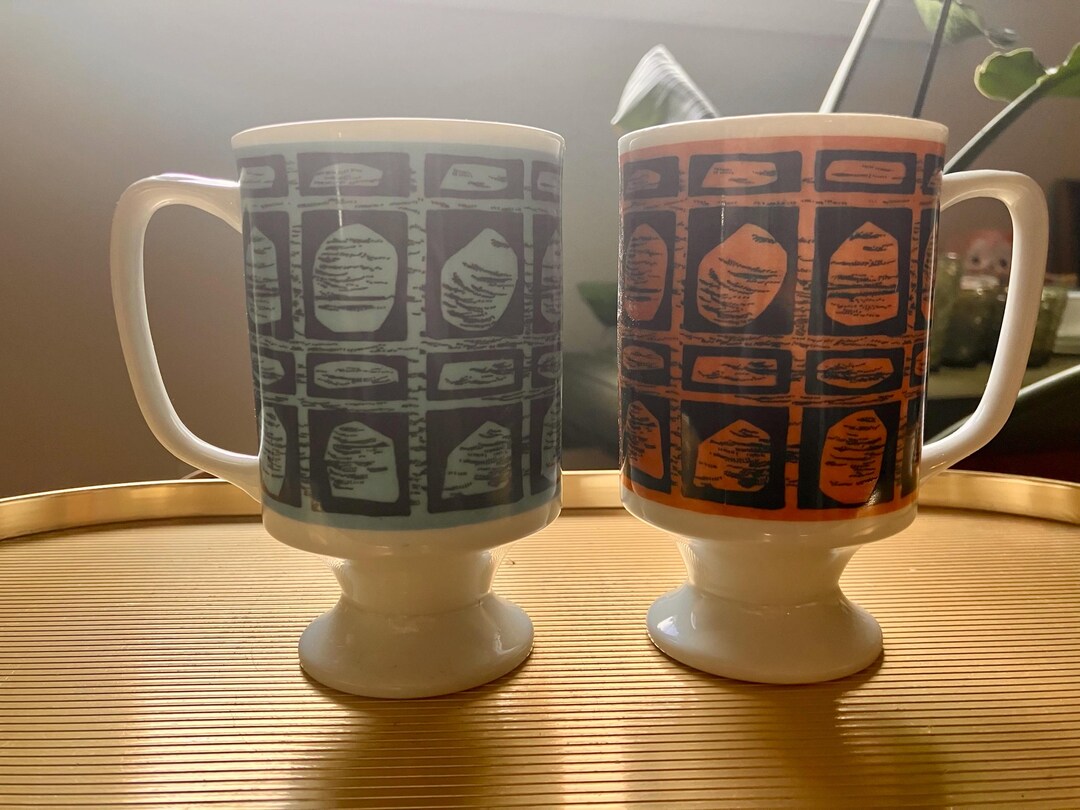 Vintage Porcelain Pedestal Mug Brutalist Mid-century Coffee Cup MCM ...