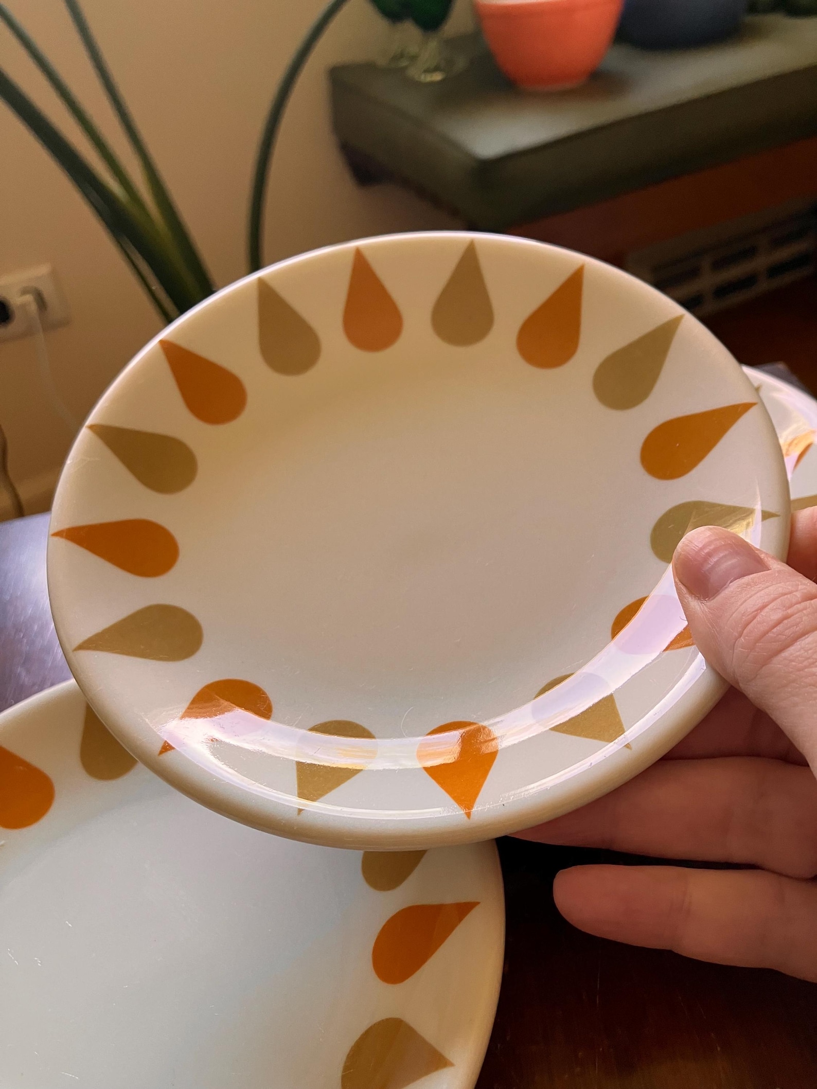 Vintage Shenango China Small Plates: Orange Teardrop Mod Dinnerware ...