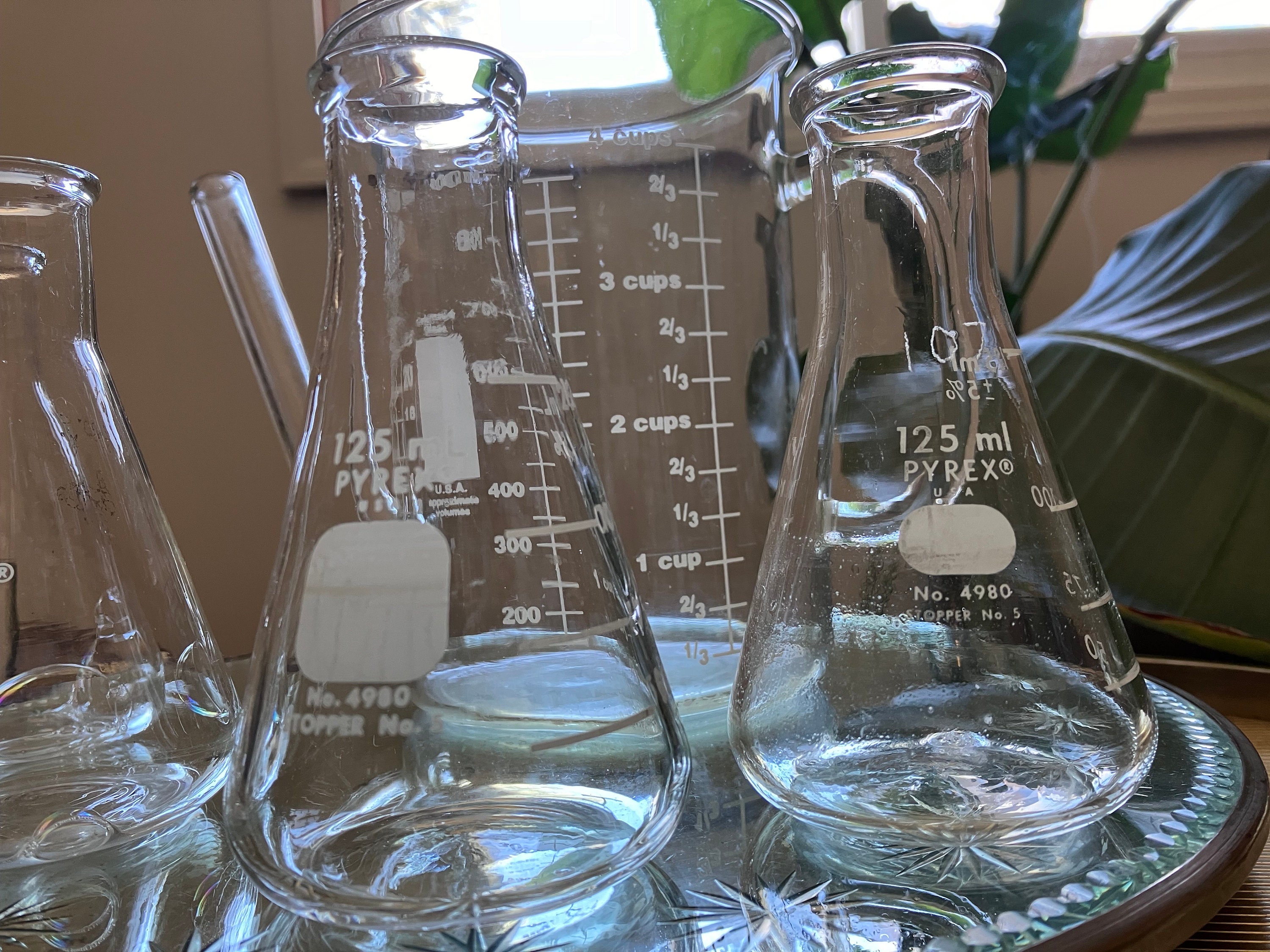 Vintage Pyrex 125 ML Erlenmeyer Conical Chemistry Flasks No. 4980 ...
