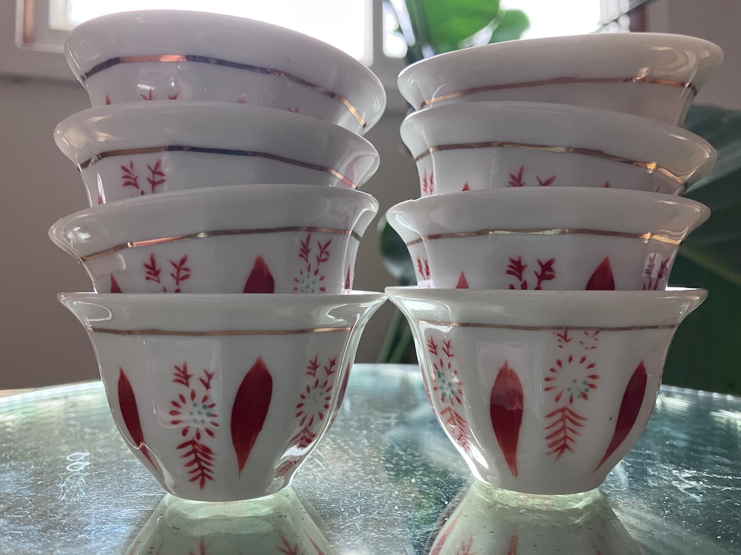 Vintage Arabic Porcelain Coffee Cup Finjan Small Coffee Cup Gold Trim ...