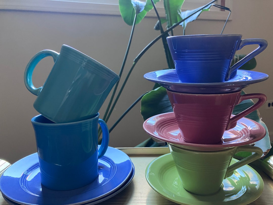 Vintage Fiesta Harlequin Tea Cups, Saucers, Java Mugs & Plates, 10 ...