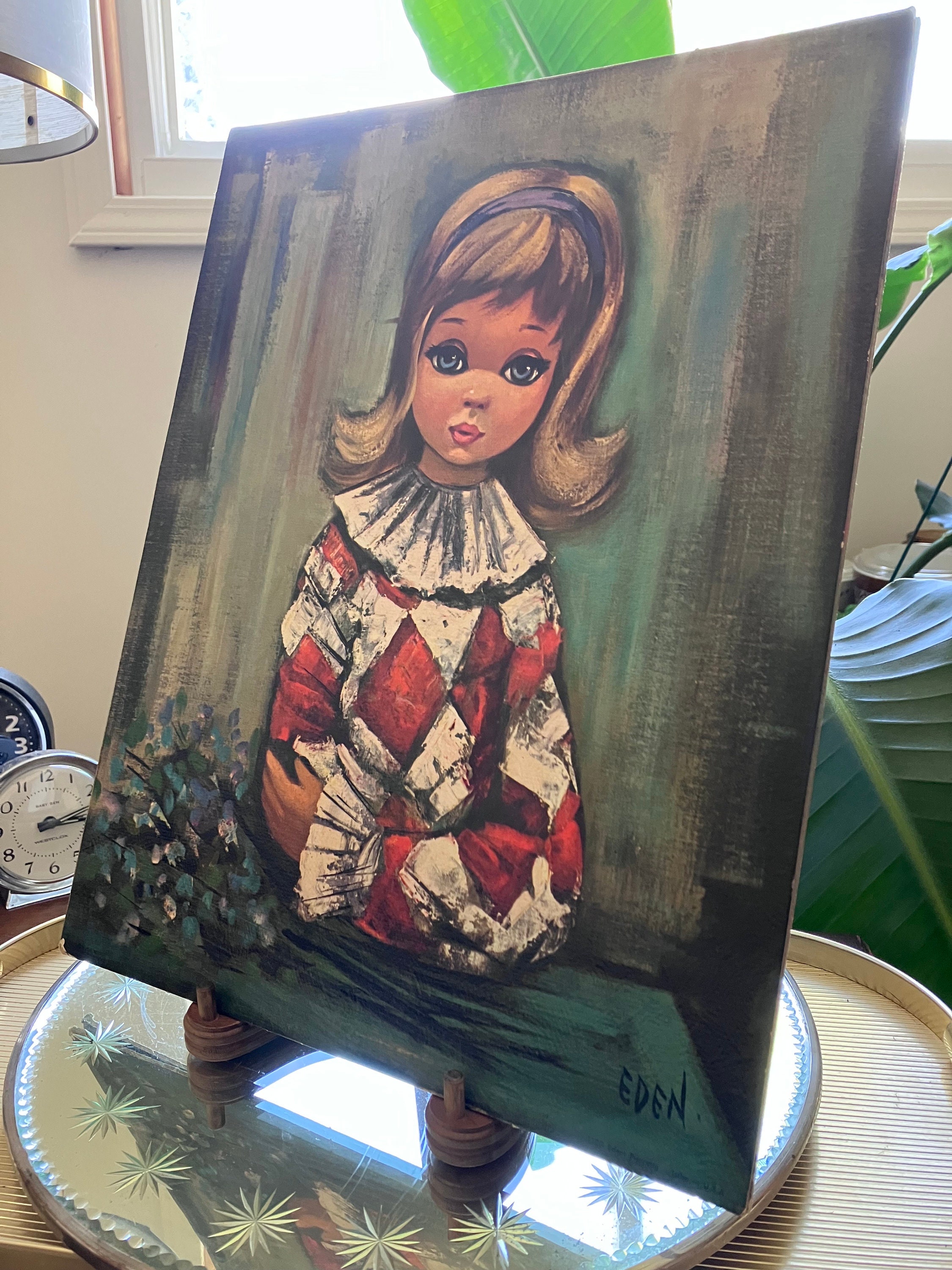 Vintage 1960s pierette Lithograph Art Print Eden Artist Signed Big-eye ...