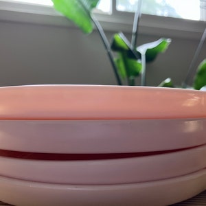 Jeanette Pink Feather Shell Milk Glass Plates Pressed Glass Snack Trays ...