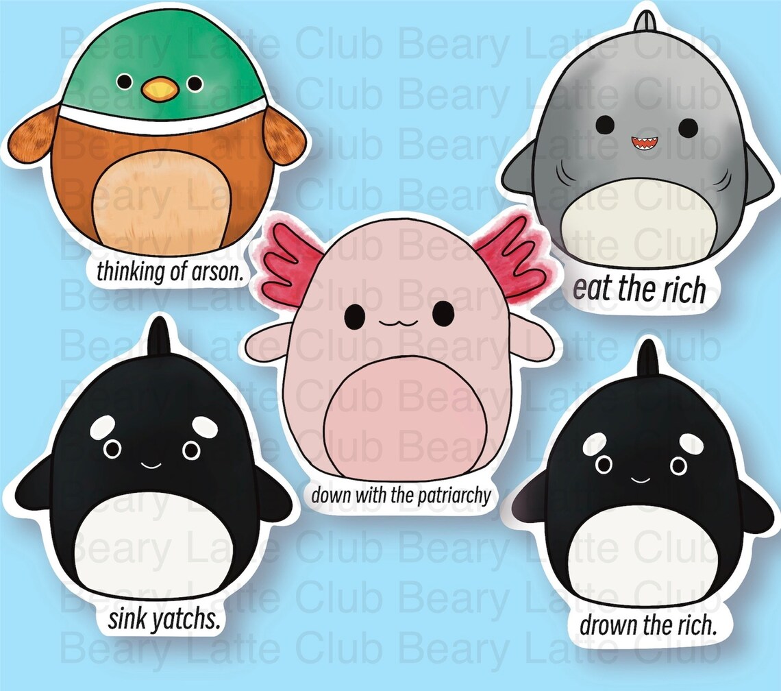 Squishmallow Sticker Feminism Sticker Water Bottle Sticker - Etsy
