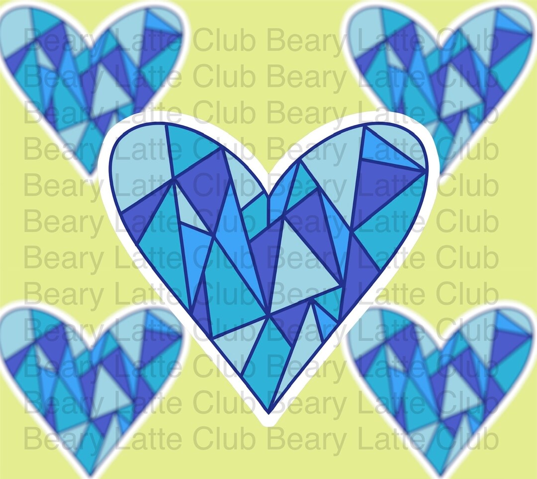 Blue Heart Sticker, Cottage Core Sticker, Water Bottle Sticker, Laptop ...