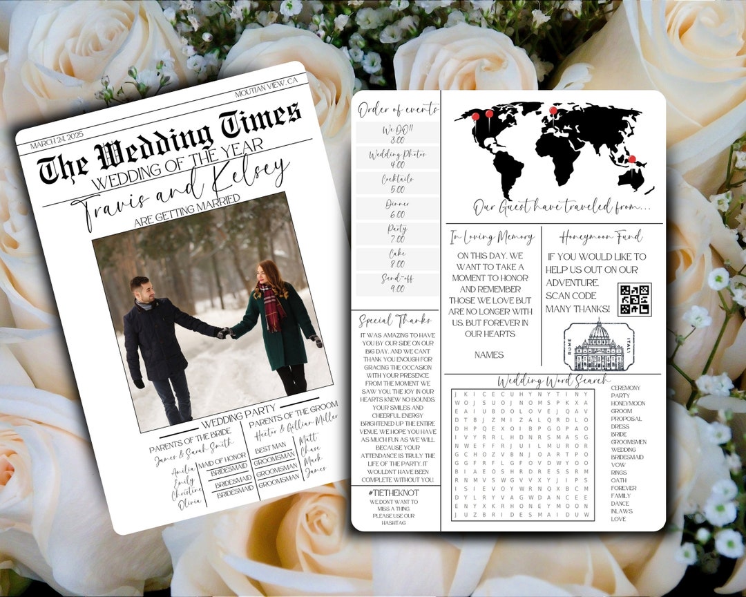 Newspaper Wedding Program,infographic,the Wedding Times Program ...