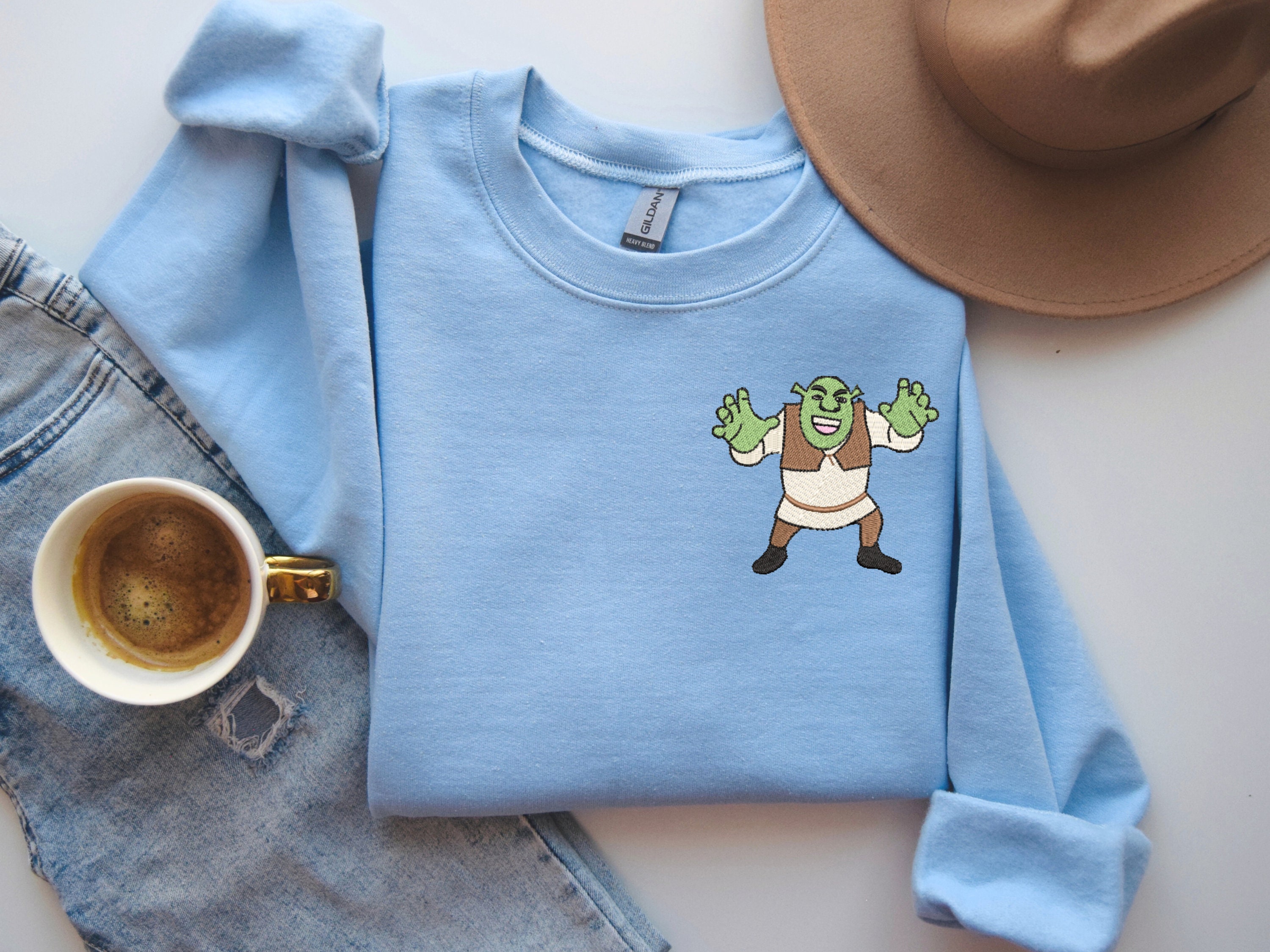 Shrek and Fiona Embroidered Sweatshirt: Ogre Couple Matching Pullover ...