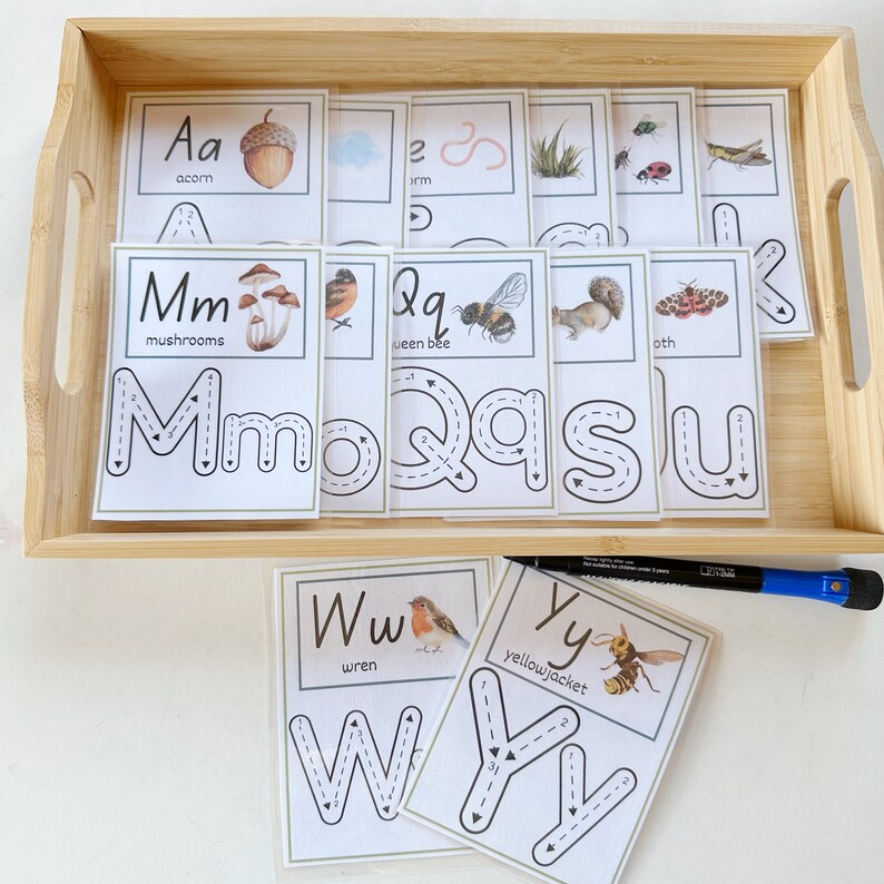 Nature Alphabet Tracing Cards - Etsy