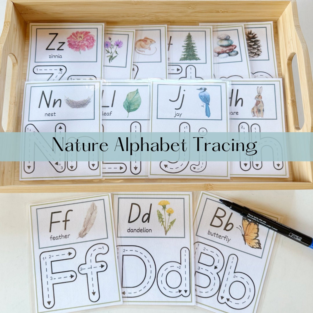 Nature Alphabet Tracing Cards - Etsy