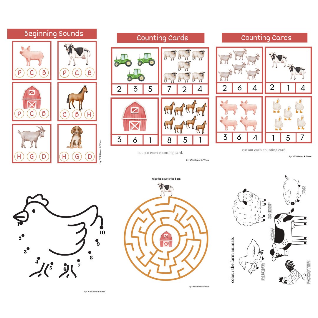 Farm Activity Pack for Preschool - Etsy