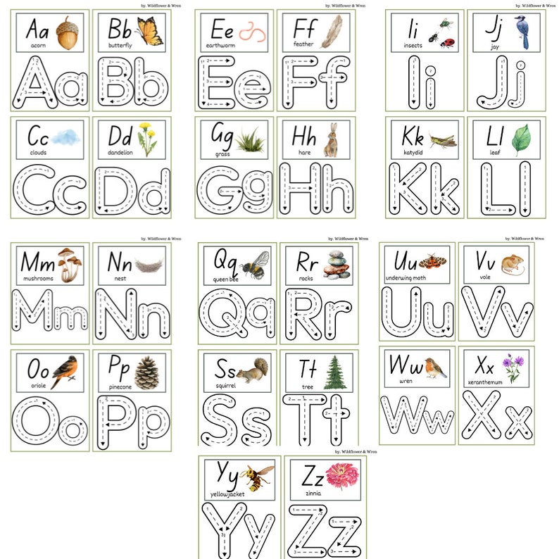 Nature Alphabet Tracing Cards - Etsy