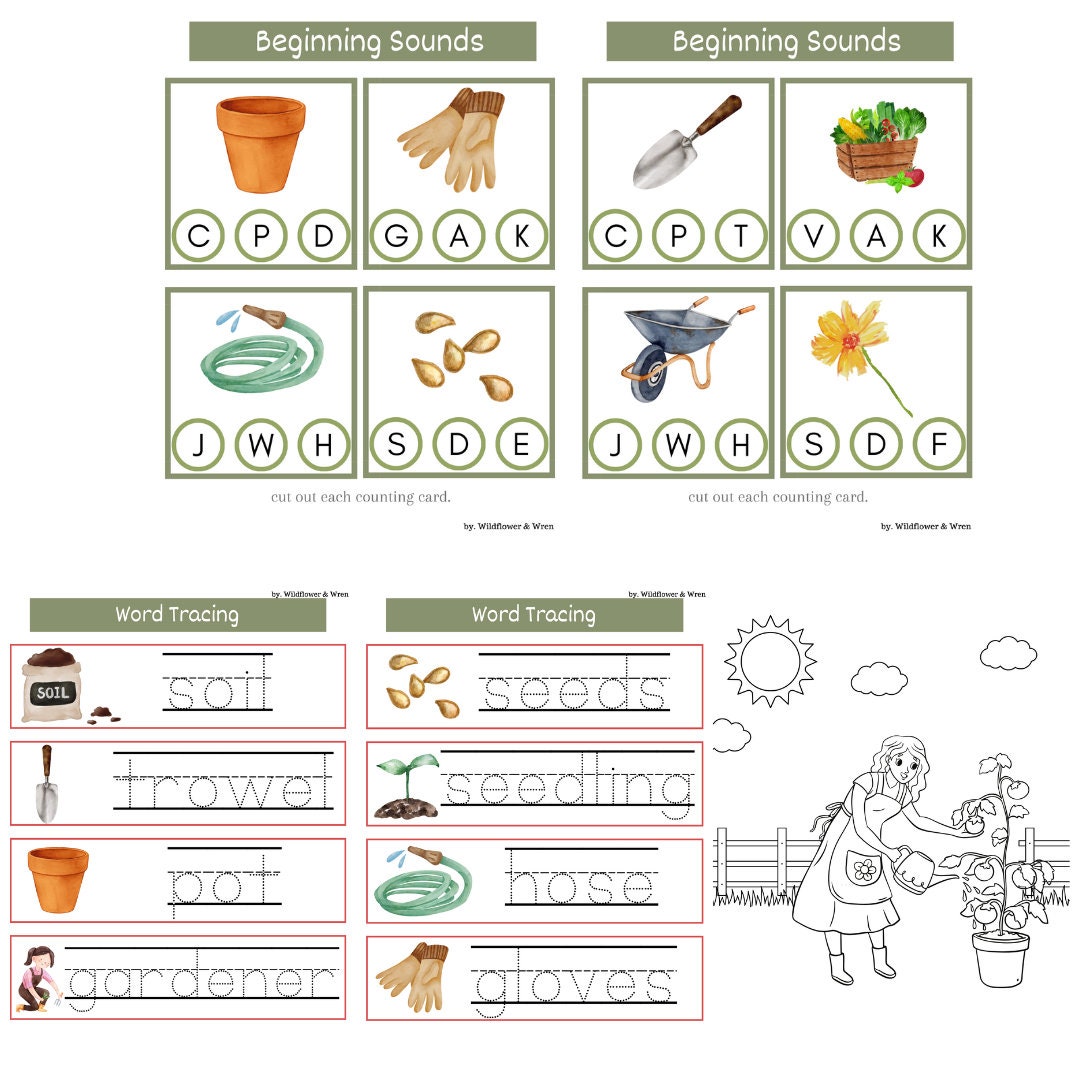 Preschool Gardening Activity Pack - Etsy