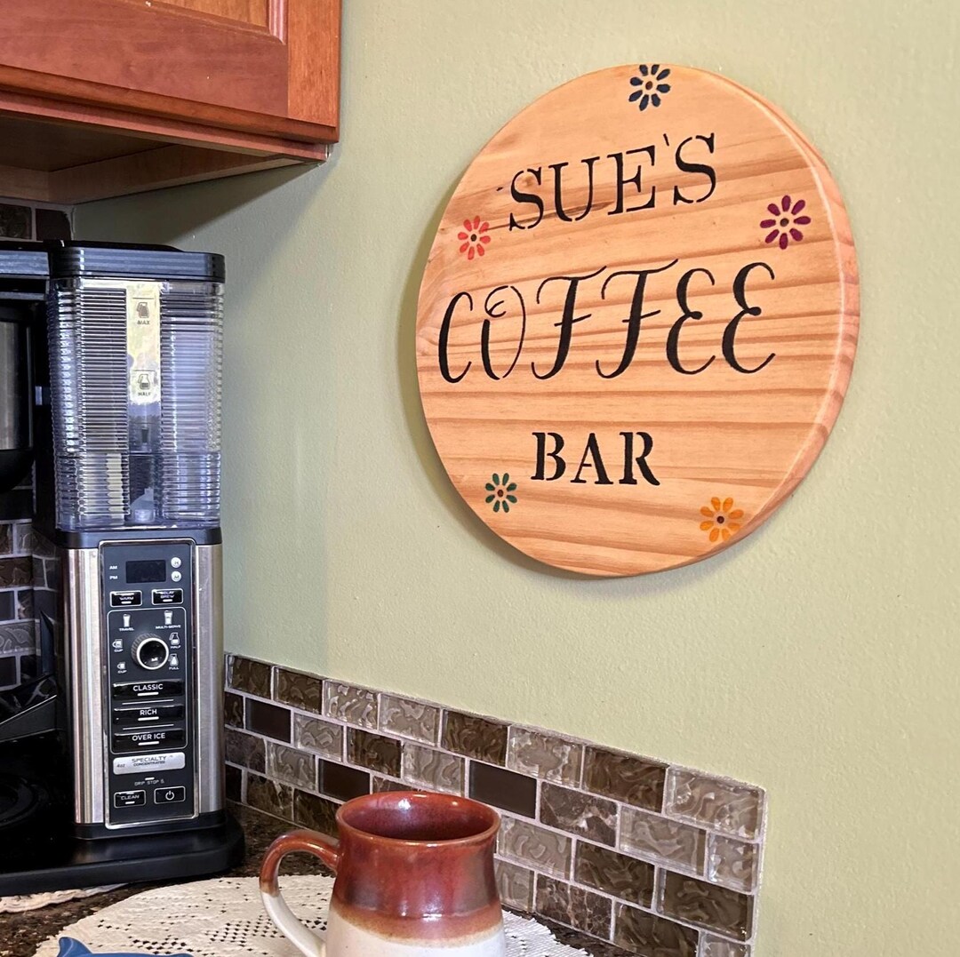 Personalized Coffee Sign, Coffee Bar, Custom, Cafe Art, Kitchen Decor ...