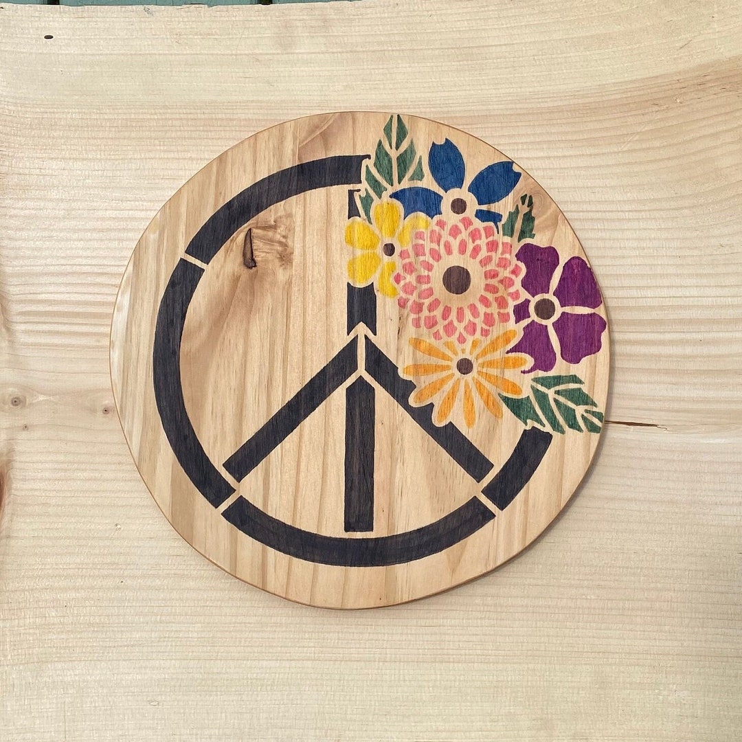 Peace Sign Wall Hanging Wooden Decor, Peacefulness Signs, Peaceful ...