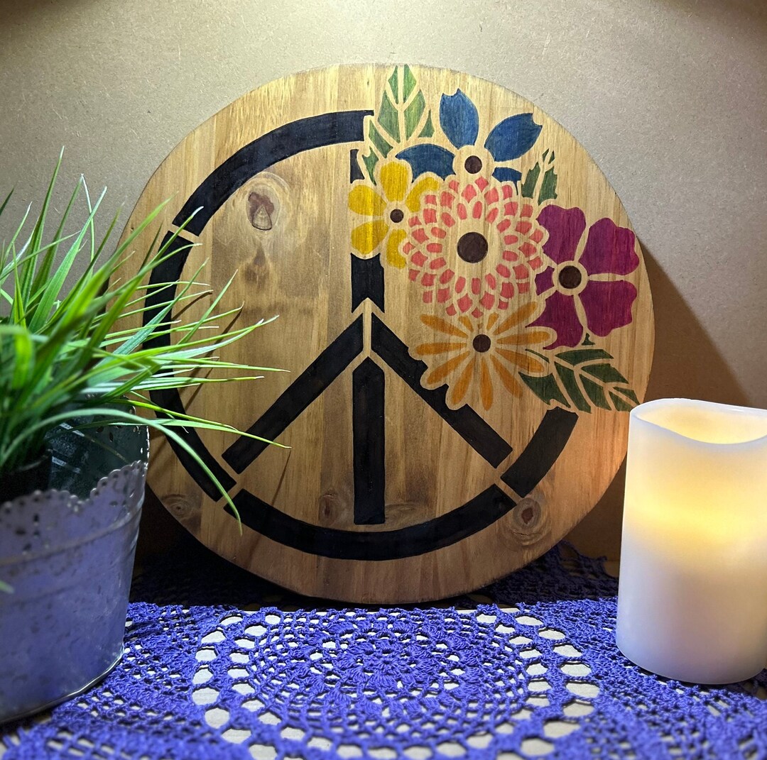 Peace Sign Wall Hanging Wooden Decor, Peacefulness Signs, Peaceful ...