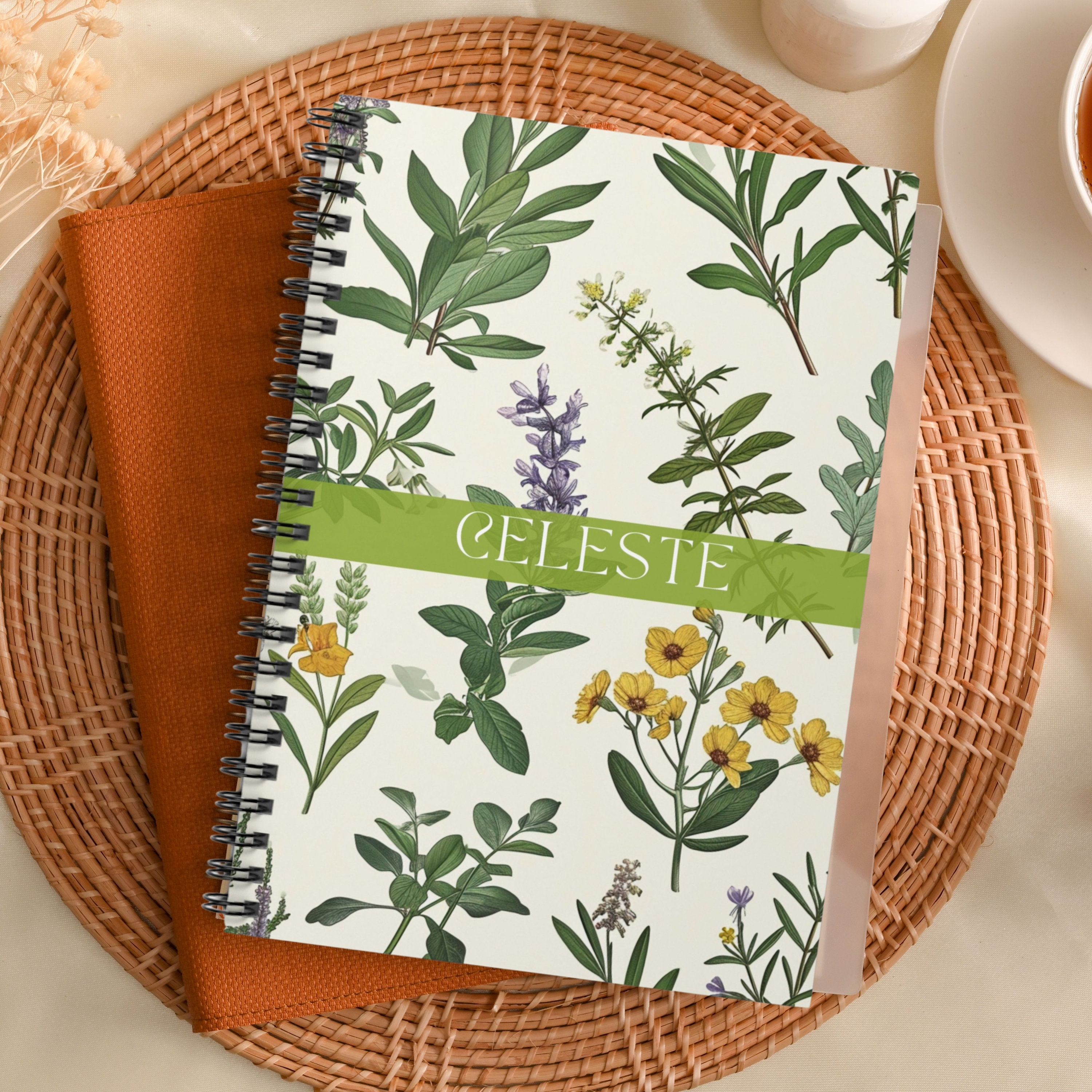 Floral Personalized Name Notebook Custom Vintage Style Flower Journal ...