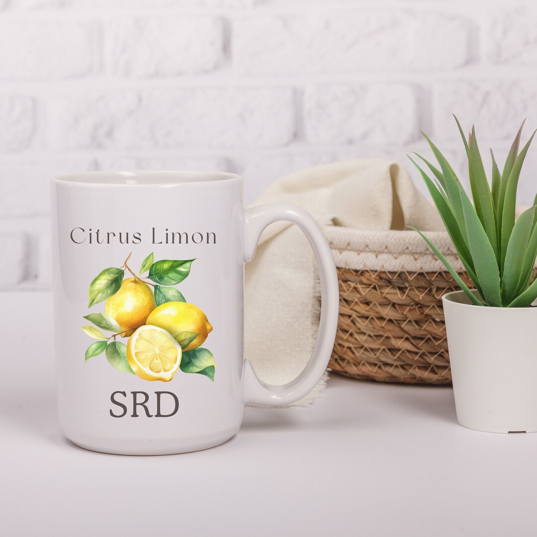 Personalized Lemon Print Coffee Mug, Lemon Orange Lime Coffee Cup Gift ...